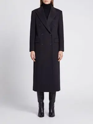 Tagliatore Double Breasted Long Coat - Charcoal