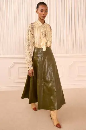 Ulla Johnson Aninda Leather Midi Skirt