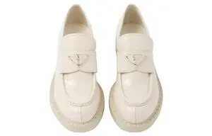 Prada Chocolate Patent Leather Loafers 'ivory