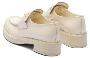 Prada Chocolate Patent Leather Loafers 'ivory