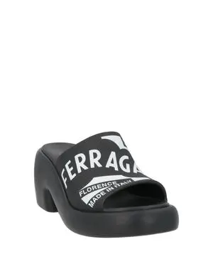 FERRAGAMO Rubber Slide Sandals With Block Heel