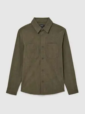 REISS Townie Corduroy Twin-pocket Overshirt - Green