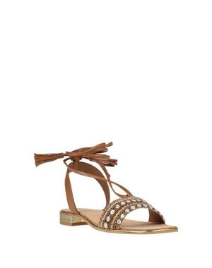 ALMA BLUE Leather Sandals With Appliqués