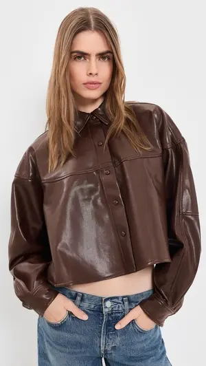AGOLDE Agnes Faux Leather Shirt