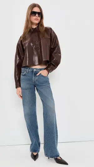 AGOLDE Agnes Faux Leather Shirt