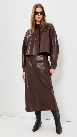 AGOLDE Agnes Faux Leather Shirt