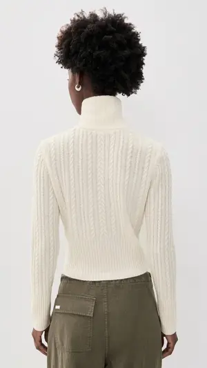 Good American The Cable Zip Up Cardigan