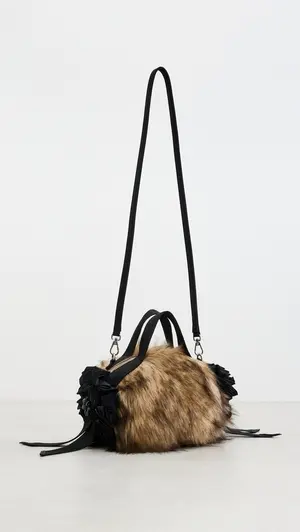 Simone Rocha Mini Faux Fur Double Ribbon Rosette Bag