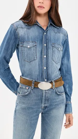 Madewell Oval Plaque Buckle Belt - Forage