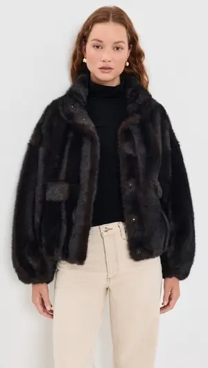 Apparis Iris Shaved Mink Bomber Jacket