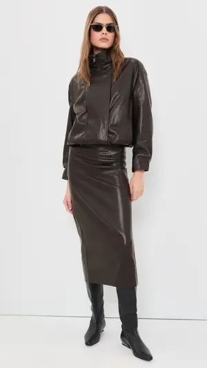 Enza Costa Oversized Faux Leather Bomber Jacket