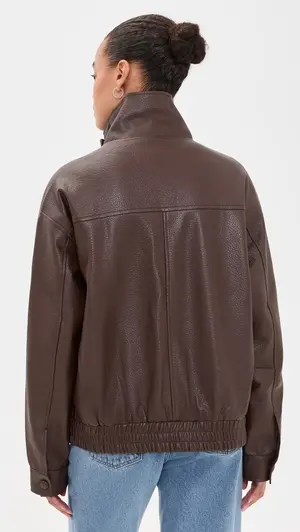 BAILEY ROSE Faux Leather Funnel Neck Jacket