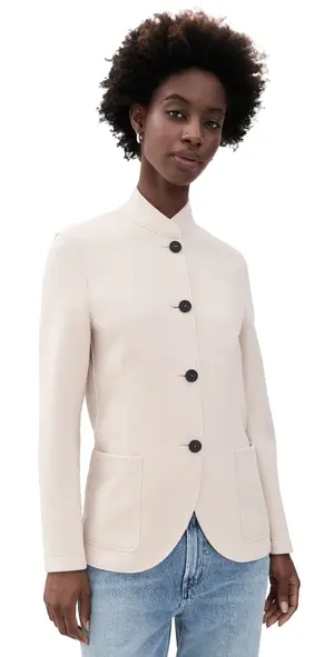 Harris Wharf London Nehru Jacket Pressed Wool Coat - Cream