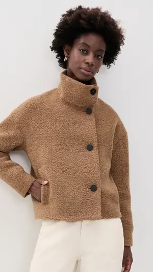 Harris Wharf London Cropped Funnel Boucle Jacket