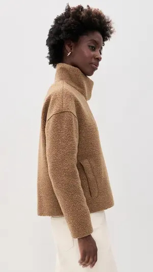 Harris Wharf London Cropped Funnel Boucle Jacket