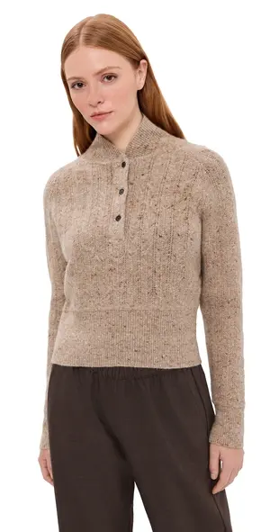 Co Cropped Henley Sweater - Antelope