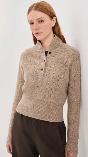 Co Cropped Henley Sweater