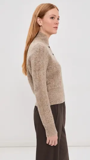 Co Cropped Henley Sweater