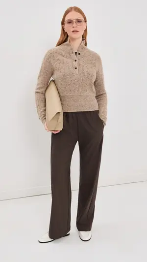 Co Cropped Henley Sweater
