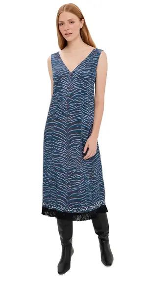 3.1 Phillip Lim Tiger Print Studded Midi Dress With Fringe