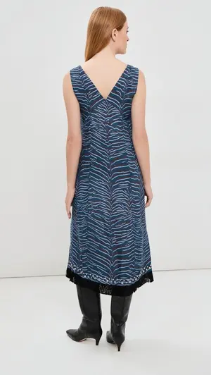 3.1 Phillip Lim Tiger Print Studded Midi Dress With Fringe