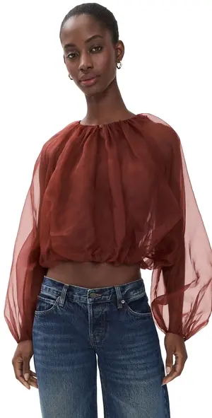 FRAME The Sheer Balloon Blouse - Paprika