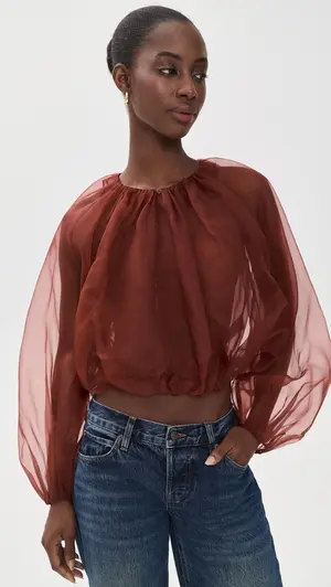 FRAME The Sheer Balloon Blouse