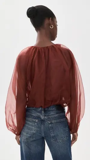 FRAME The Sheer Balloon Blouse
