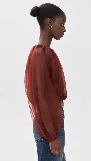 FRAME The Sheer Balloon Blouse
