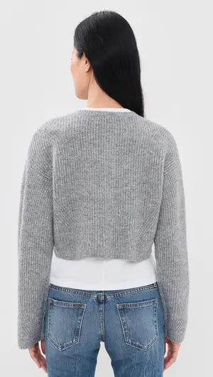 Good American Shrunken Cable Cardigan - Heather Grey