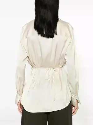 Imperial Belted Satin-finish Shirt - Neutrals