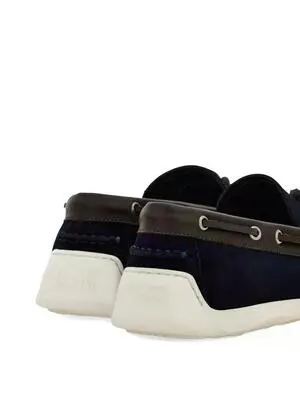FERRAGAMO Suede Boat Loafers With Gancini Detail - Blue