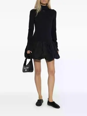 Off-White High Neck Long Sleeve Mini Dress