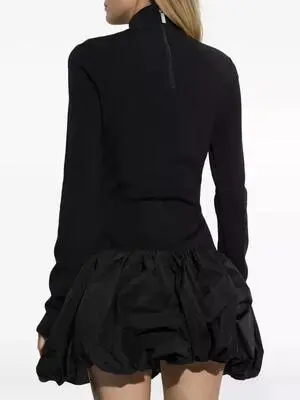 Off-White High Neck Long Sleeve Mini Dress