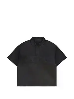 PURPLE BRAND Logo-embossed Leather Polo Shirt - Black