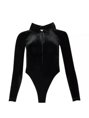 Vetements Velvet Hooded Bodysuit - Black