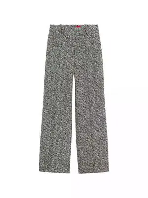 Hugo Stretch Herringbone Wide-leg Trousers - Grey