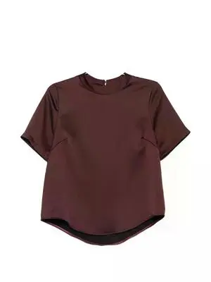 Imperial Satin-finish Short-sleeve Top - Brown