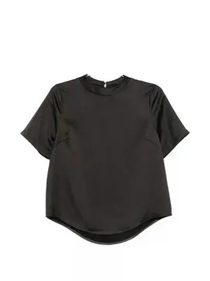 Imperial Satin-finish Short-sleeve Top - Black