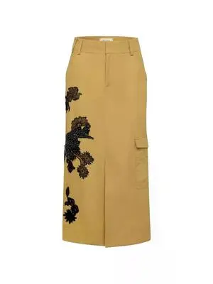 Hellessy Dima Bead-embellished Lace-appliqué Maxi Skirt - Neutrals
