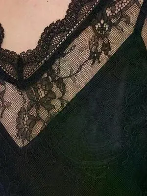 MORGAN Lace Overlay V-neck Top