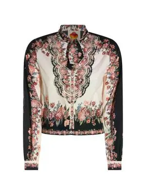 Farm Rio White Cotton Floral Print Shirt