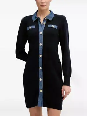 MORGAN Denim Panel Button-up Mini Dress