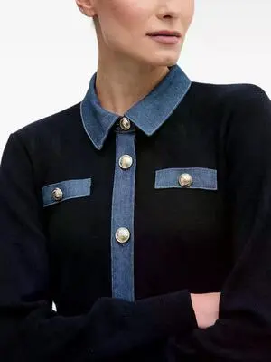 MORGAN Denim Panel Button-up Mini Dress