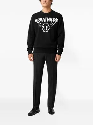 Philipp Plein Printed Fleece Round Neck Sweatshirt Greatness