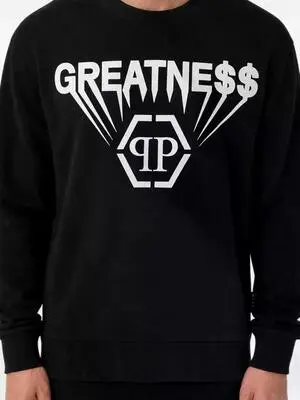 Philipp Plein Printed Fleece Round Neck Sweatshirt Greatness