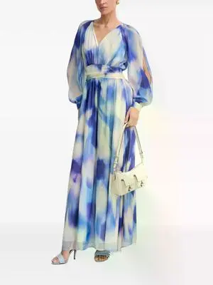 MORGAN Abstract Print Slit-sleeve Maxi Dress