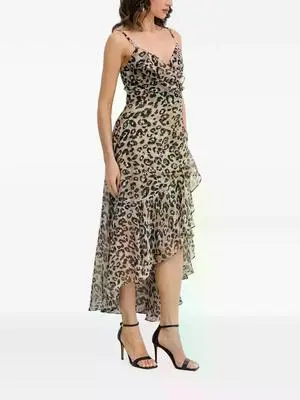 MORGAN Leopard-print Asymmetric Ruffled Dress
