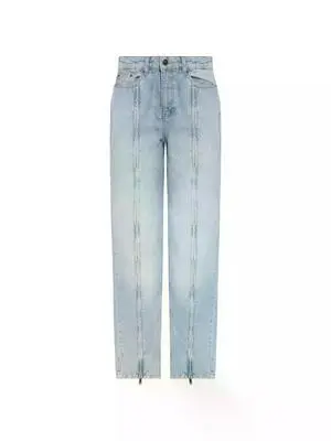 ROTATE BY BIRGER CHRISTENSEN Straight Denim Zip Jeans Light - Blue