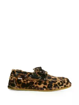 AMI Paris Leopard-printed Cowhide-leather Boat Shoes